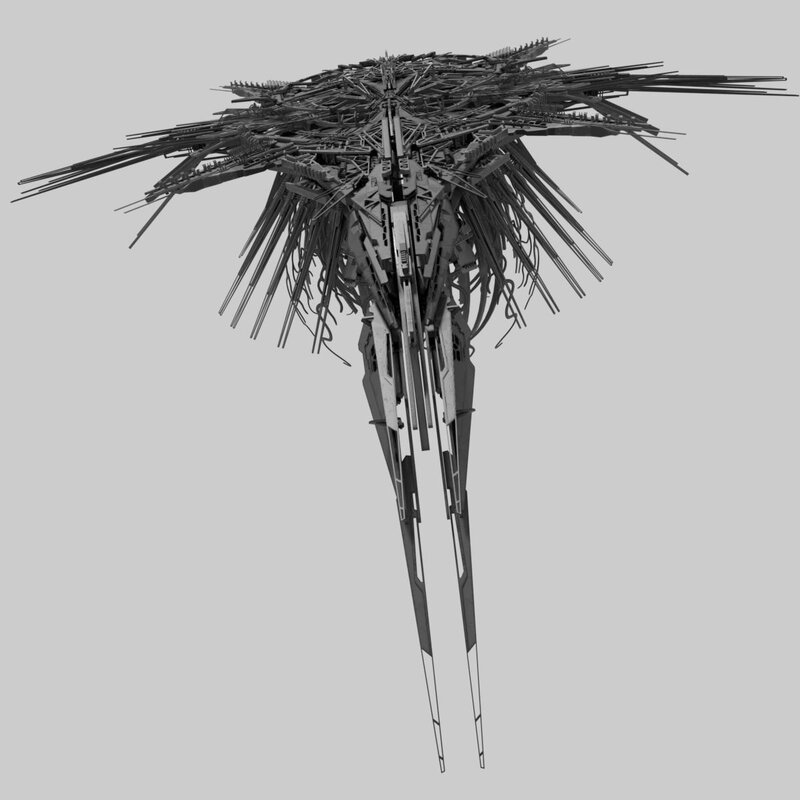 Alien World Destroyer Starship 3D model