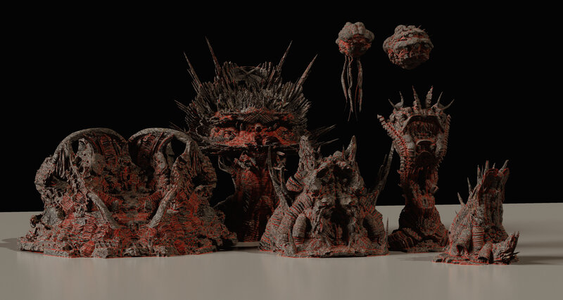 Bio-Organic Alien Structures Kitbash 3D Assets 3D model